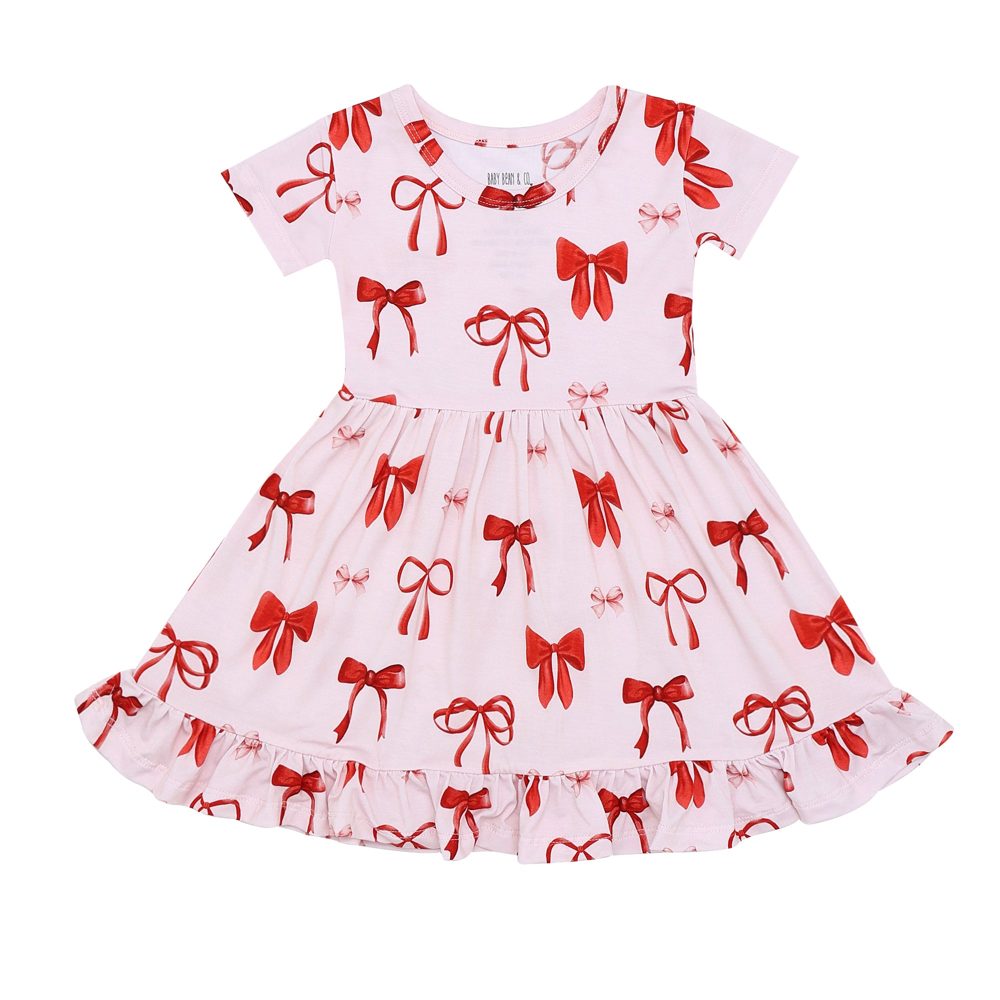 Crimson Bows Ruffled Dress – Baby Bean & Co.